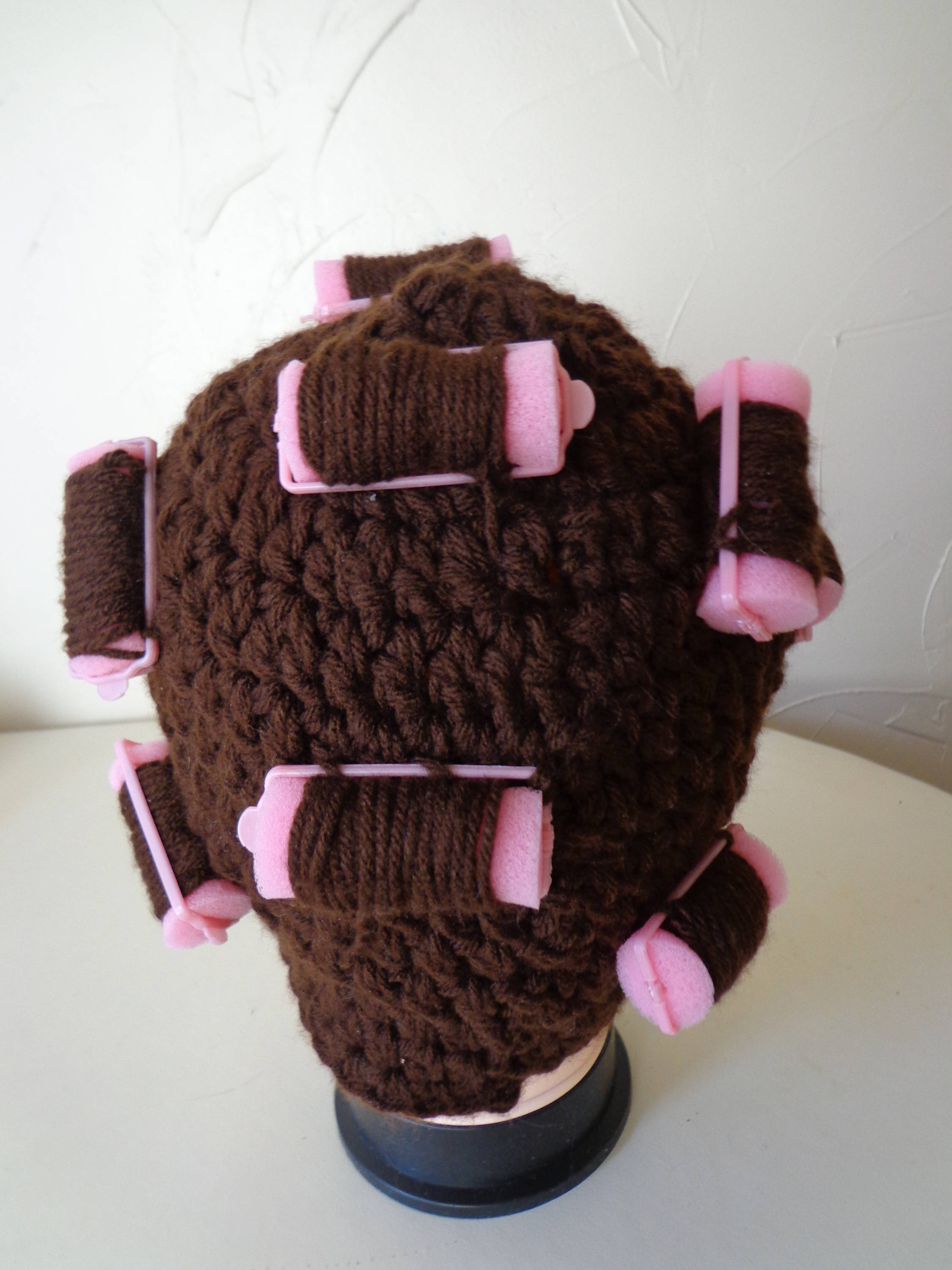 Curler Hat, Brown Hat, Gag Gift, Funny Hat, Wig, Chemo Hat, Old Lady ...