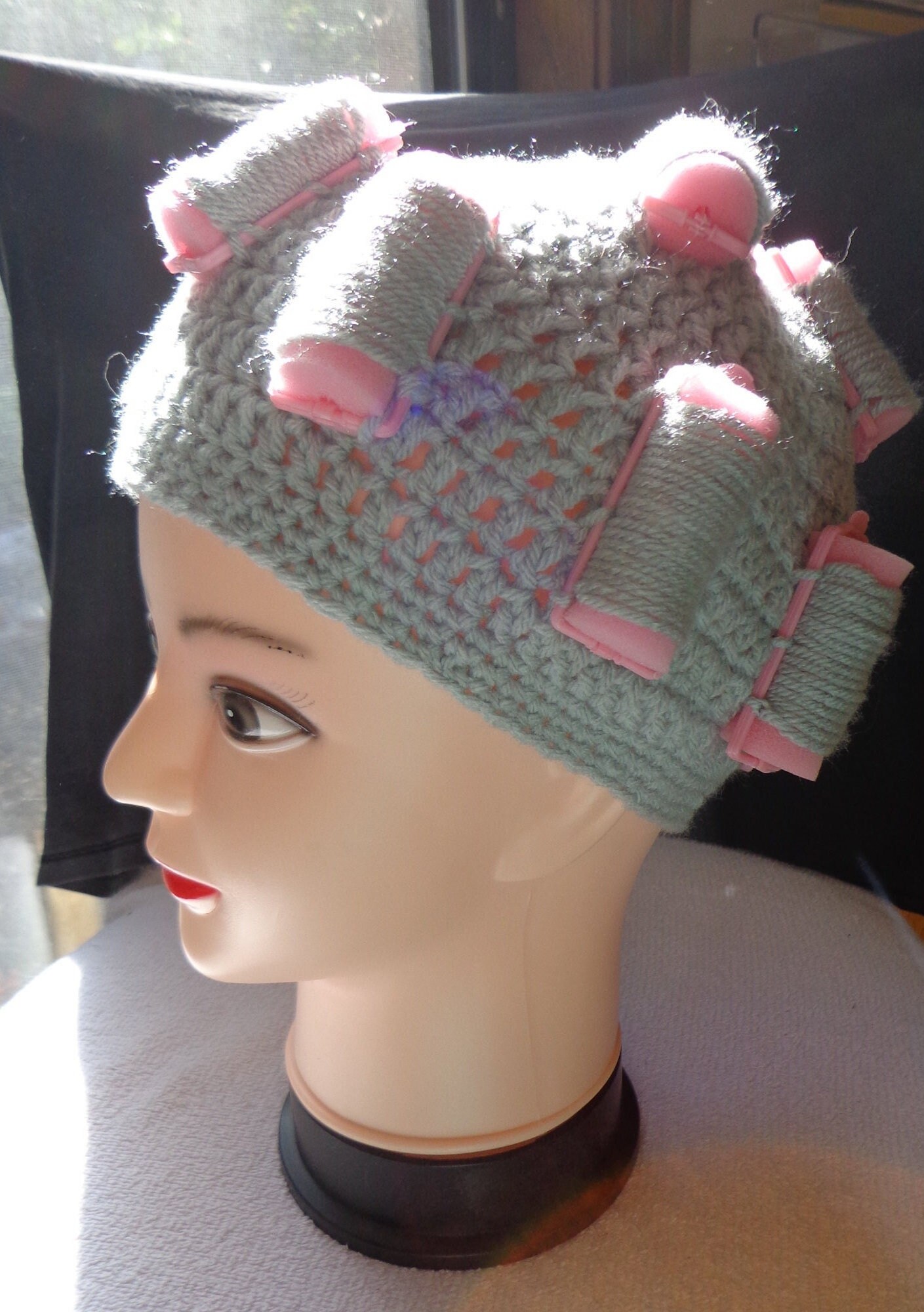 Curler Hat, Little Old Lady Hat, Gag Gift, Wig Hat, Chemo Hat, Costume ...