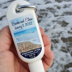 Personalized Wedding Sunscreen Favor SPF30 1oz 2oz Clip Beach Ocean ...