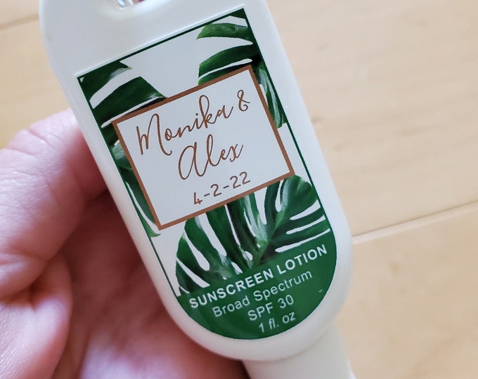 Mini Sunscreen Favor, Beach Party Favor, Bachelorette Party, Tropical ...