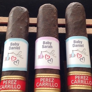 Custom Baby Shower Cigar Band Labels Favor Stork Theme Baby Cigar ...