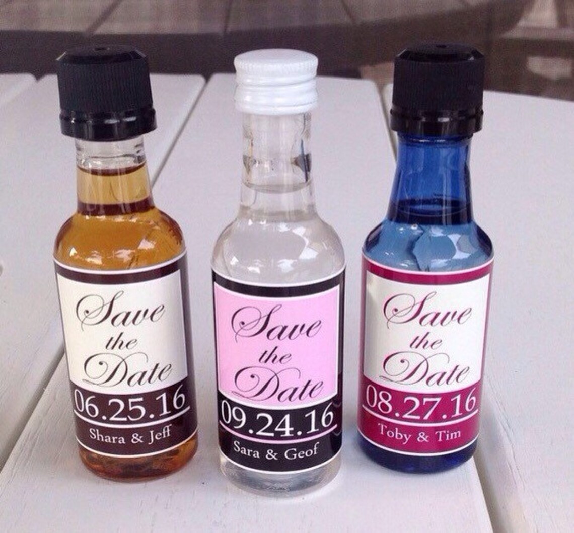 Save the Date Mini Liquor Bottle Labels Party Favor 50ml - Etsy