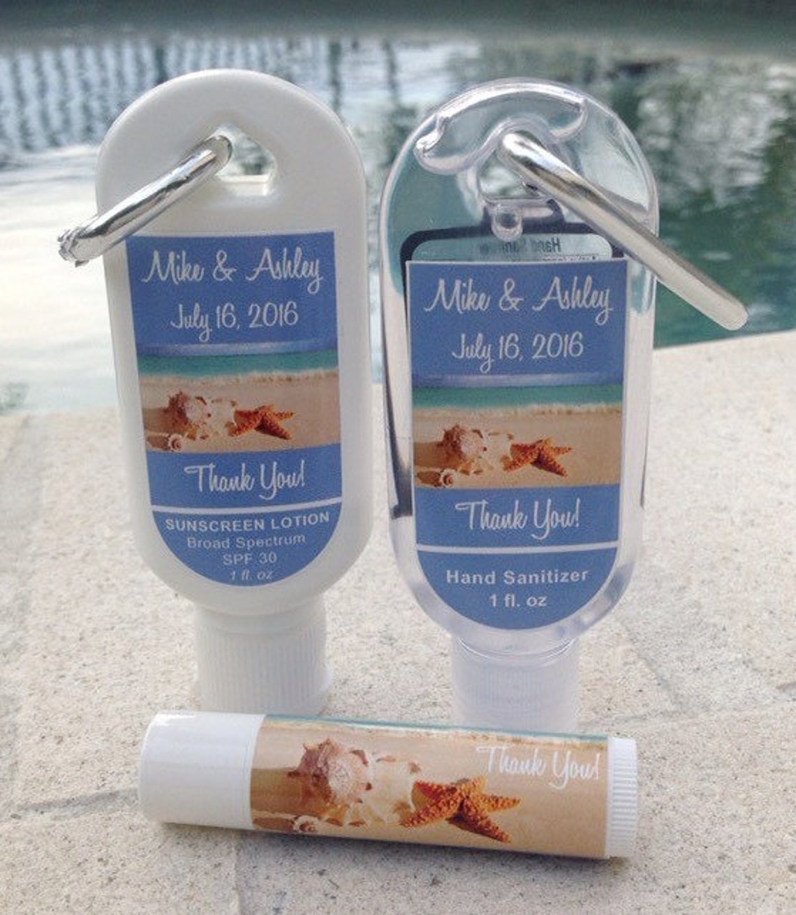 Personalized Wedding Sunscreen SPF30 1oz Clip Seashell Beach | Etsy