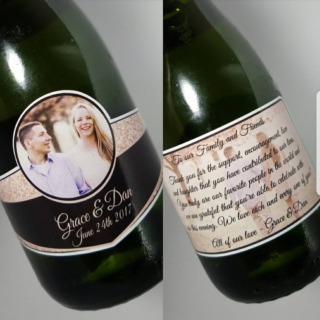 Personalized Wedding Mini Champagne Labels Set 187ml Waterproof Custom ...