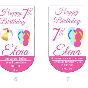 Personalized Kid's Pool Party Birthday Sunscreen Party Favor 1oz 2oz ...