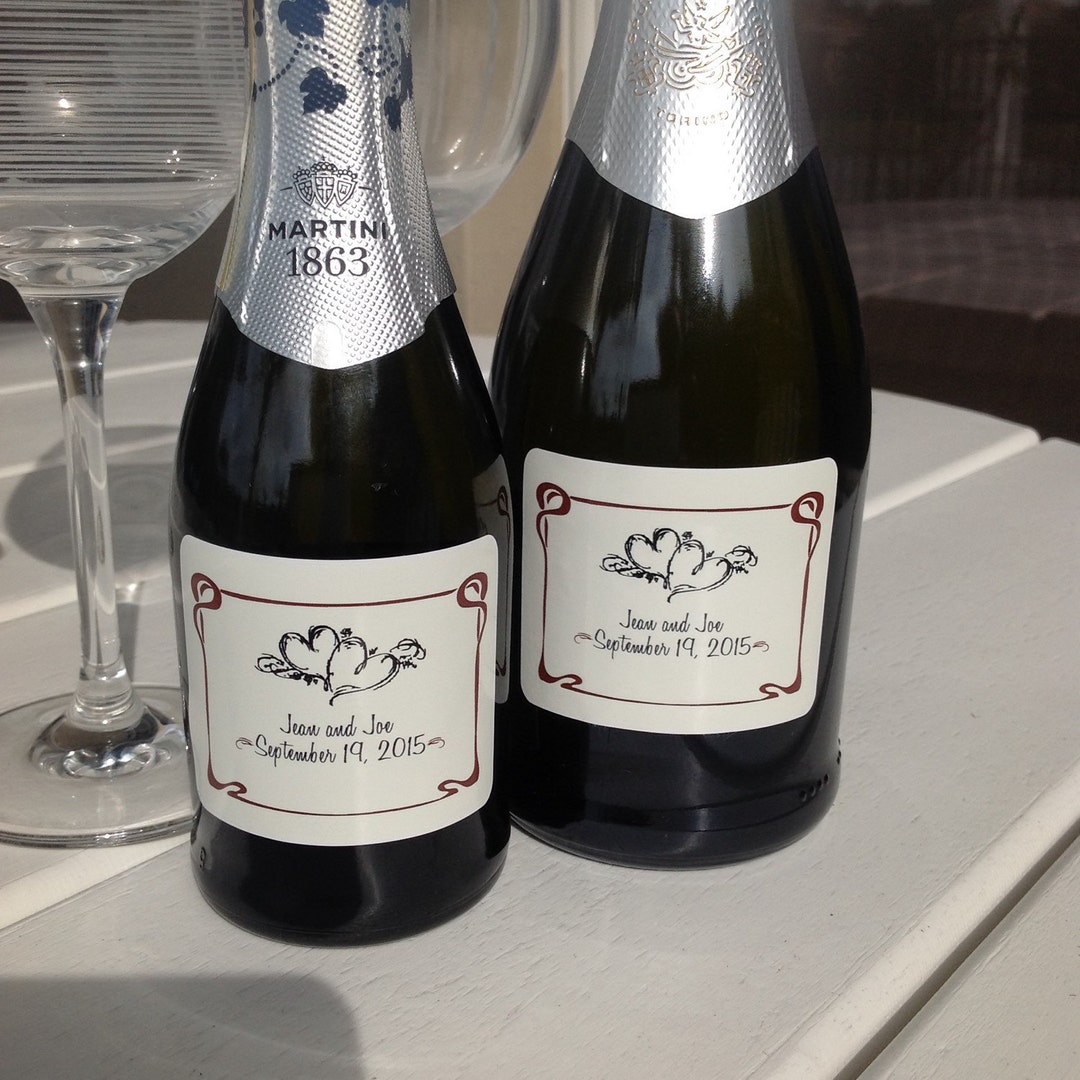 Personalized Wedding Champagne Labels, Heart Theme Party Favors - Etsy