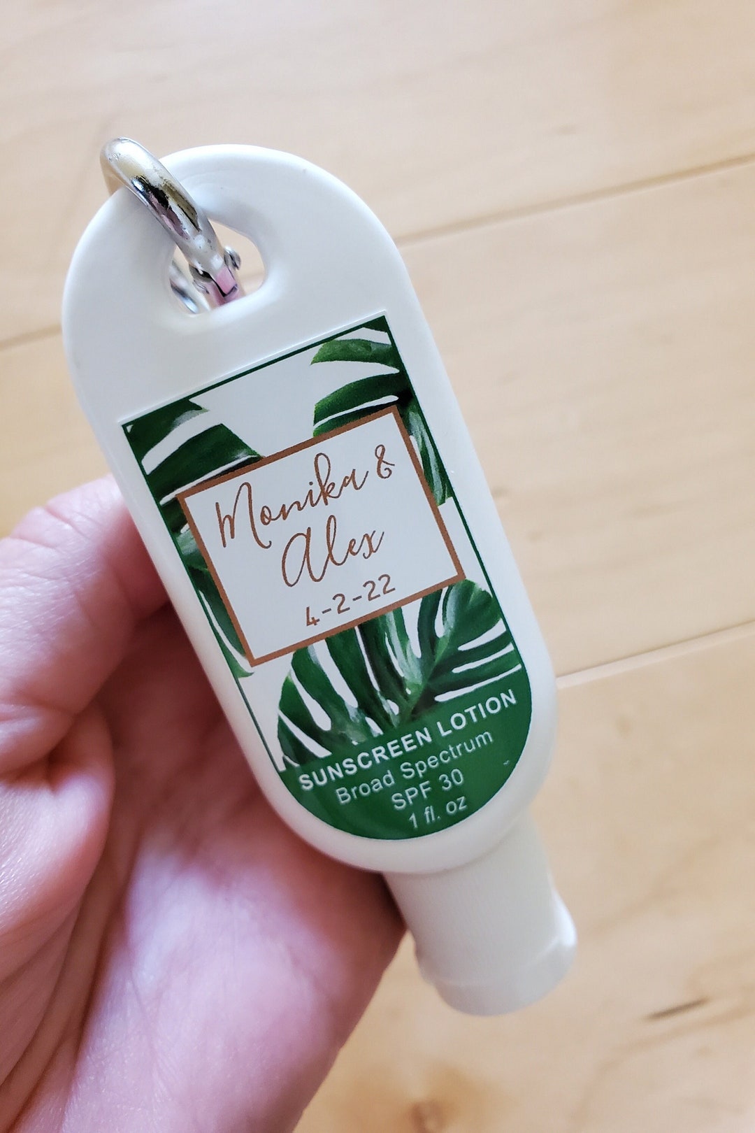 Personalized Wedding Palm Leaf Sunscreen Favor SPF30 1oz 2oz Palm Frond ...