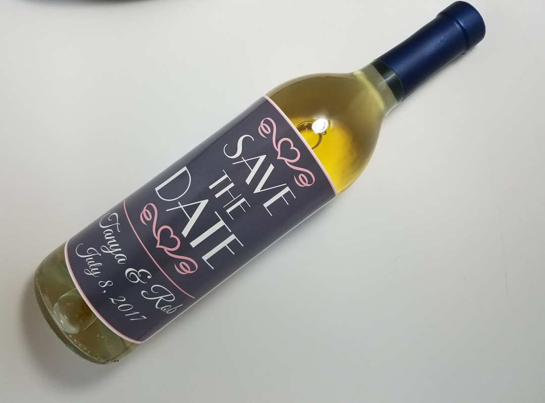 Personalized Wedding Save the Date Wine Bottle Labels Party Favor Eat ...