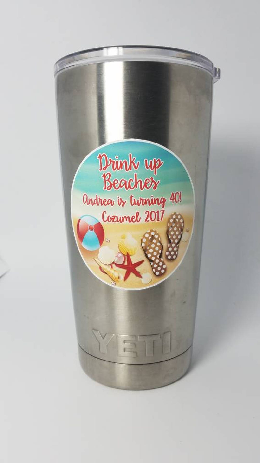 Personalized 3x3 Yeti Tumbler Waterproof Labels Drink Beaches Theme ...