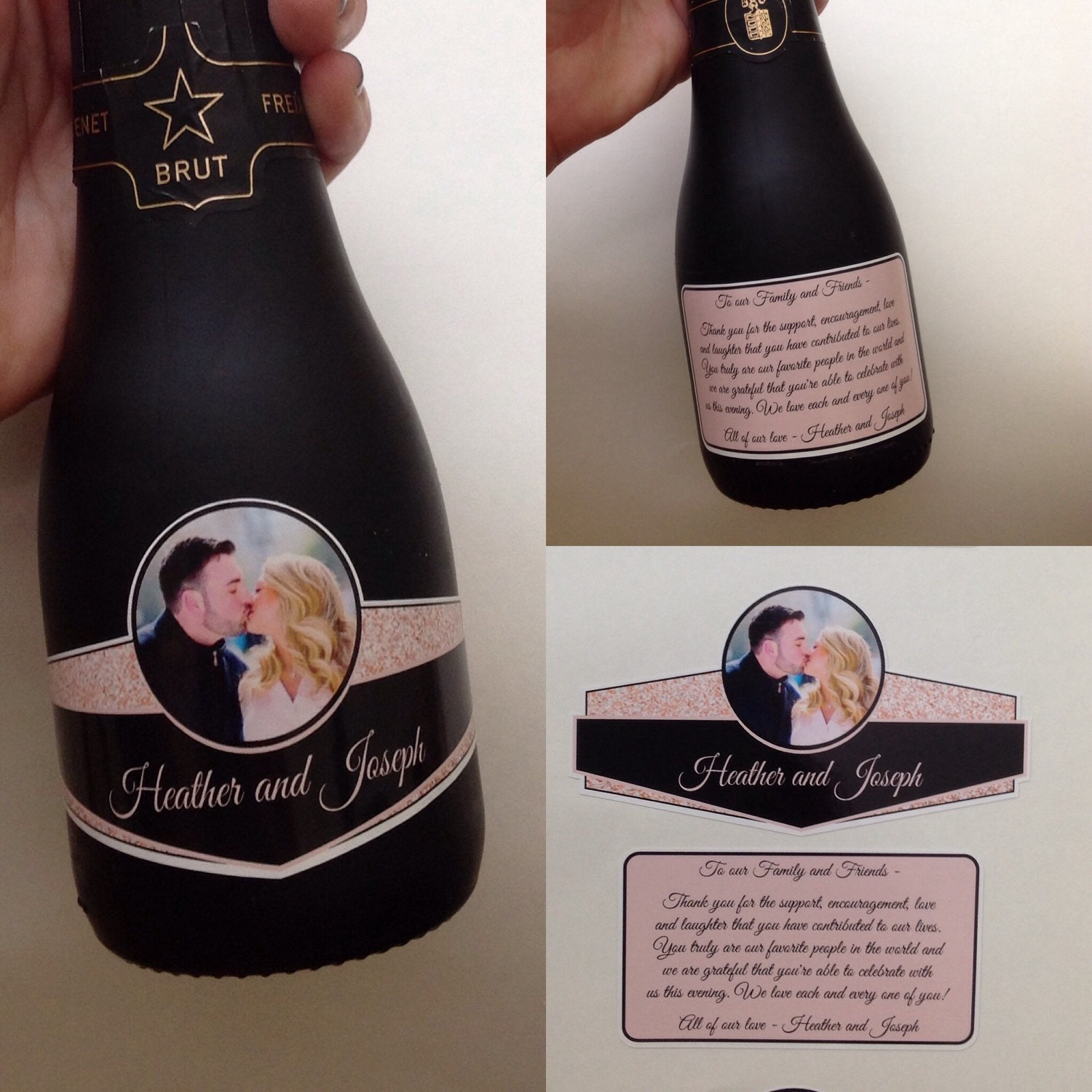 Personalized Wedding Mini Champagne Labels Set 187ml | Etsy