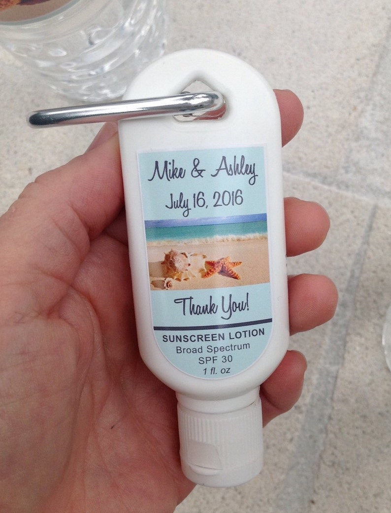 Personalized Wedding Sunscreen SPF30 1oz 2oz Clip Seashell - Etsy