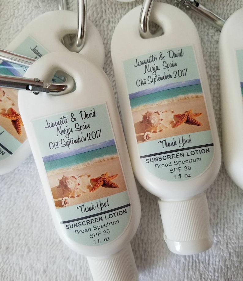 Personalized Wedding Sunscreen SPF30 1oz 2oz Clip Seashell - Etsy