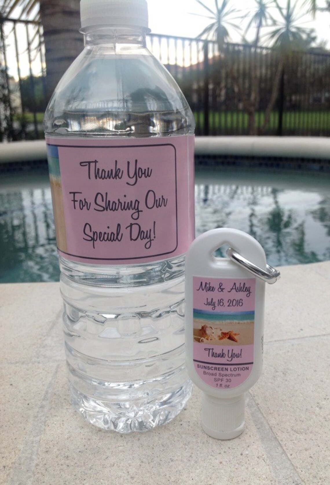 Personalized Wedding Sunscreen SPF30 1oz Clip Seashell Beach | Etsy