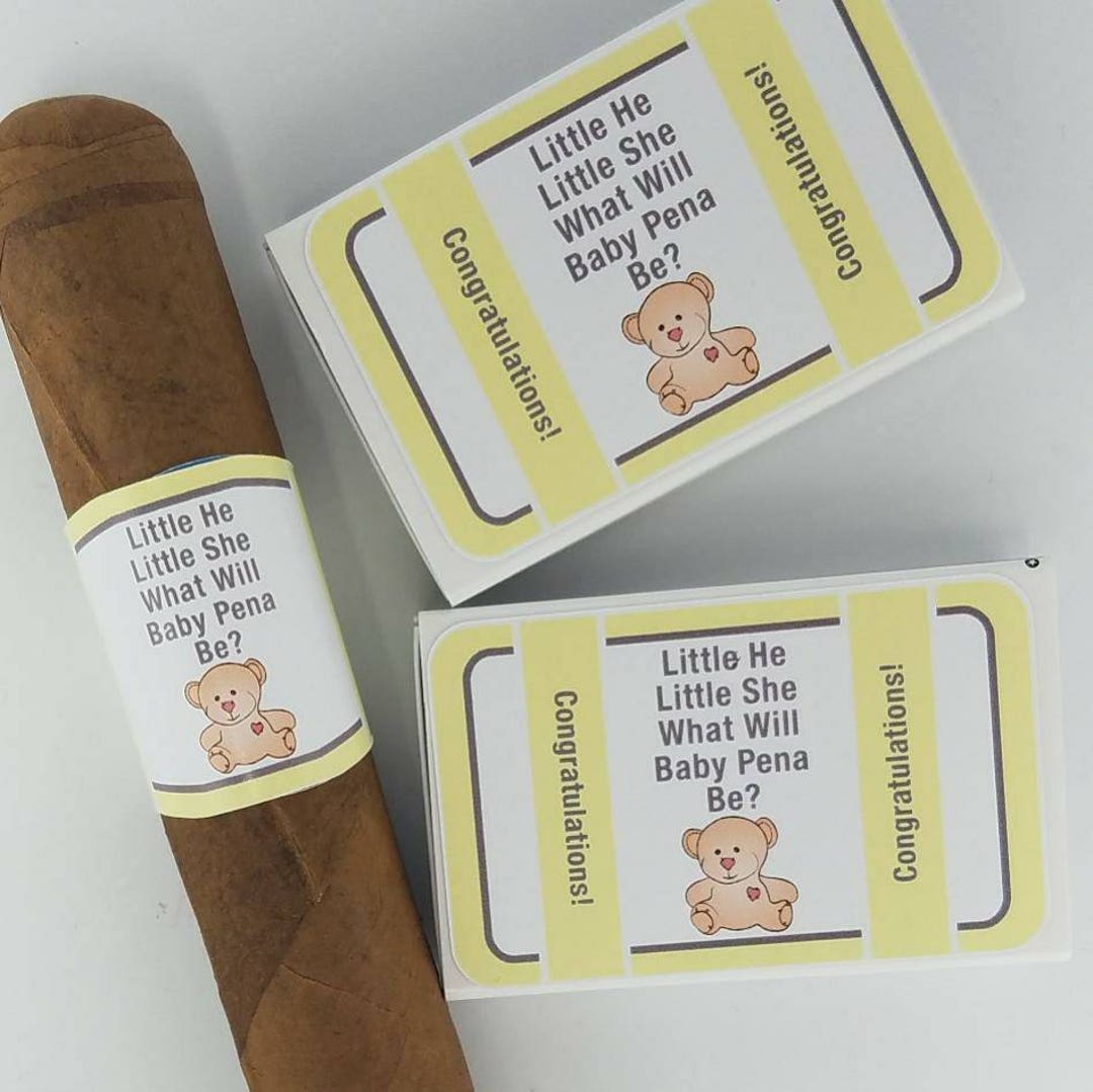 Personalized Baby Shower Reveal Cigar Labels Matchbox Set Reveal Party ...