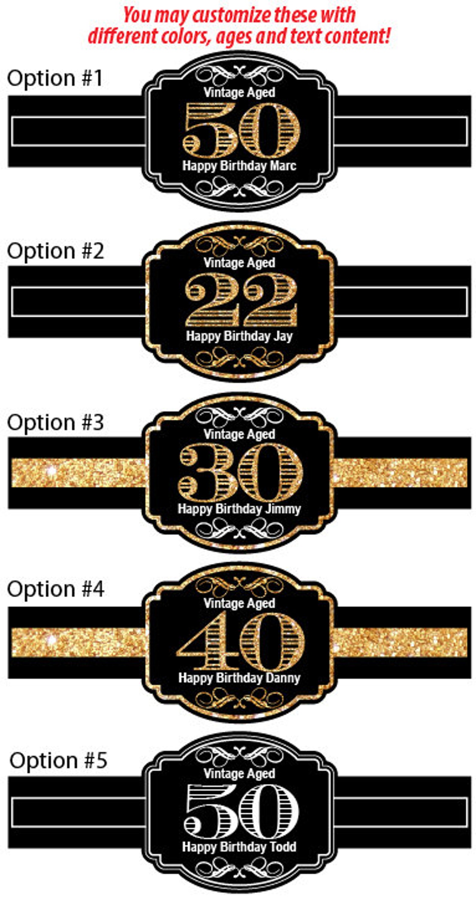 Custom Milestone Birthday Cigar Labels Party Favor 30th 40th 50th ...