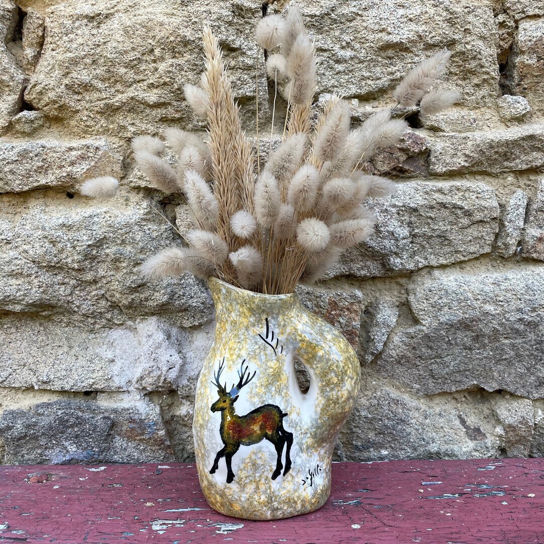 Vallauris Deer Jug Vase Prehistoric - Etsy