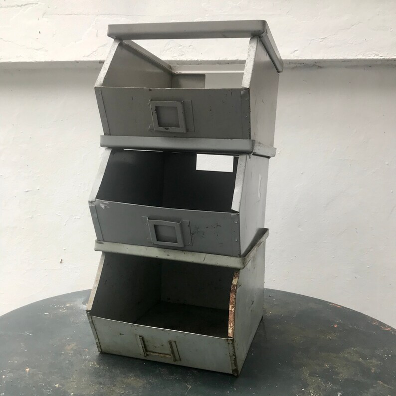 Metal Industrial Stacking Boxes Organisers - Etsy UK