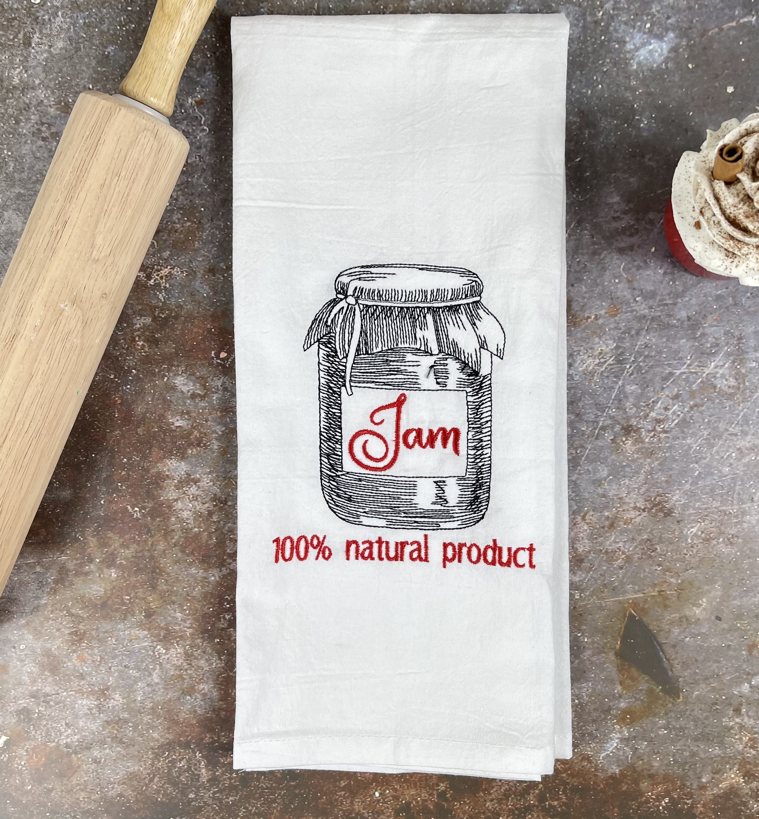 Jam Tea Towel, Classic Tea Towel, Jam 100% Natural Product, Jam Kitchen ...