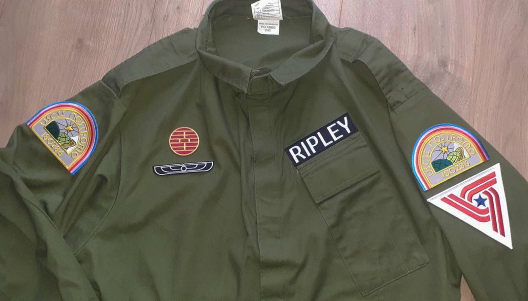 Alien Ripley Costume, Genuine UK Military Jumpsuit 6 Patch Set USCSS ...