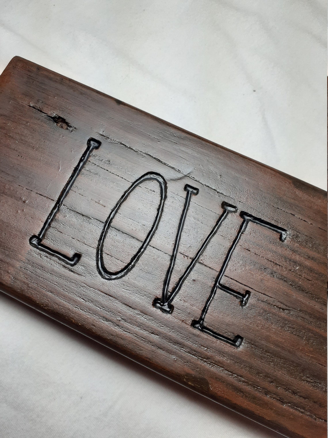 Love Wood Sign Carved Hand Painted Reclaimed Wood Rustic Inspirational ...