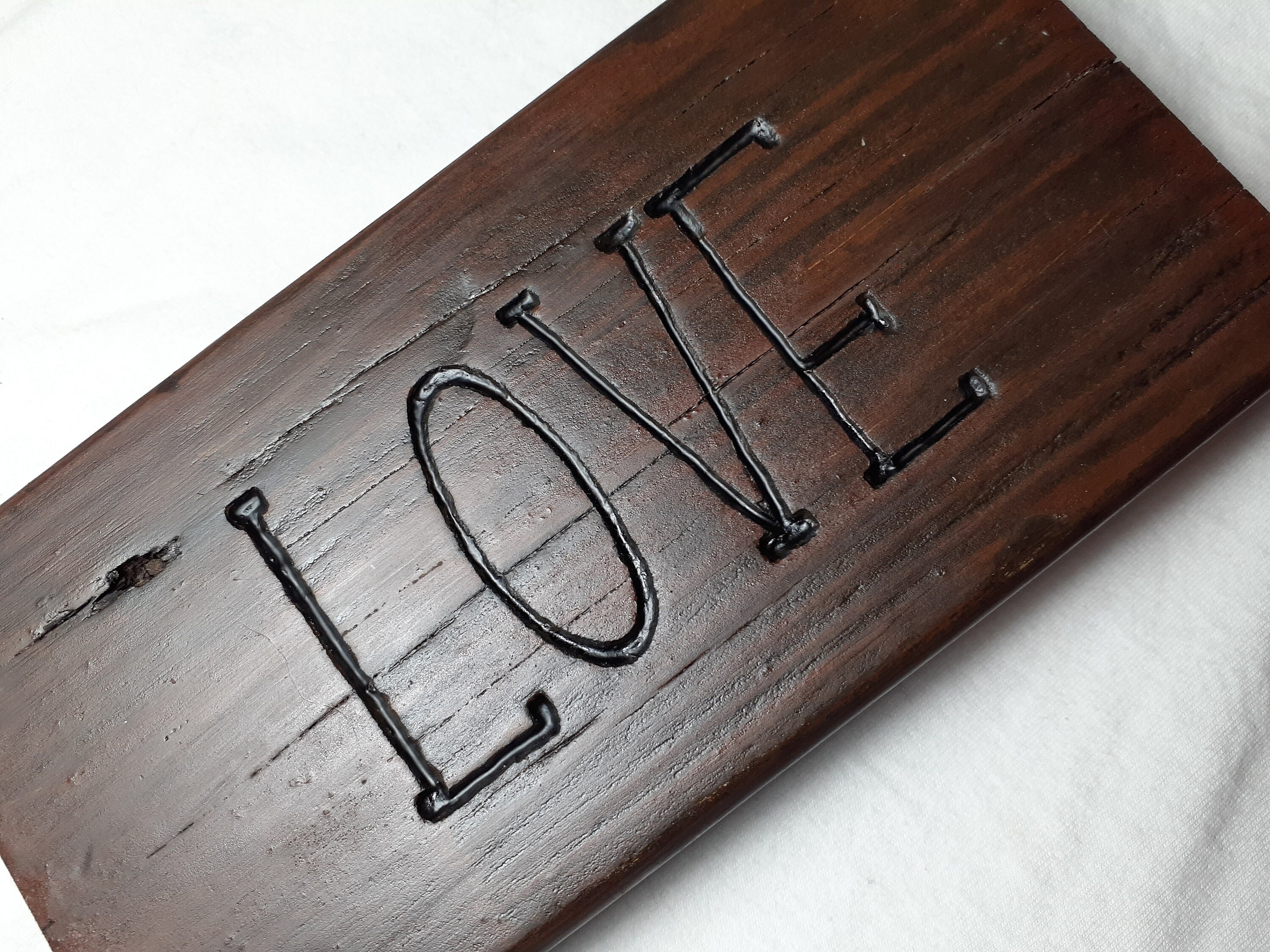 Love Wood Sign Carved Hand Painted Reclaimed Wood Rustic Inspirational ...
