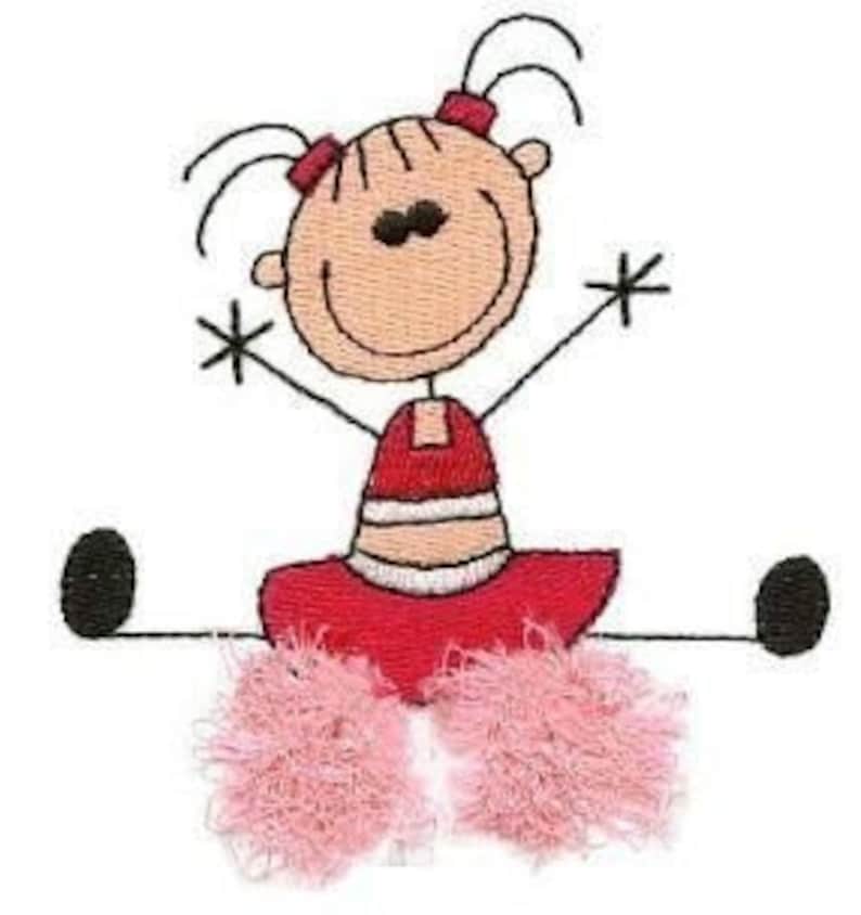 Cheerleader Stick People 4x4 Hoop Pom Poms Are Fringe Machine ...