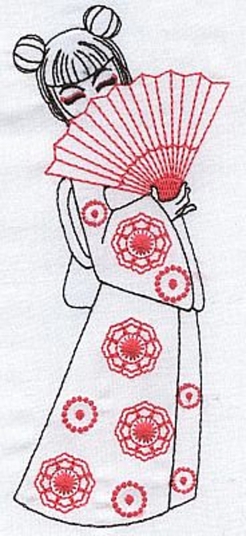 Geisha 5x7 Hoop Machine Embroidery Designs - Etsy