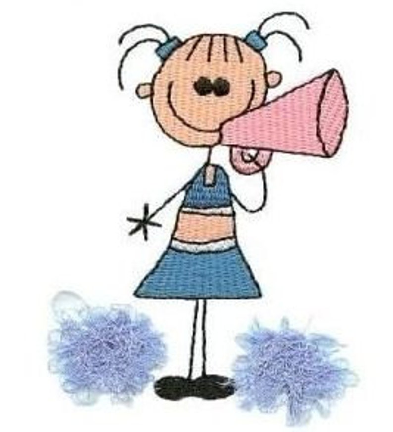 Cheerleader Stick People 4x4 Hoop Pom Poms Are Fringe Machine ...