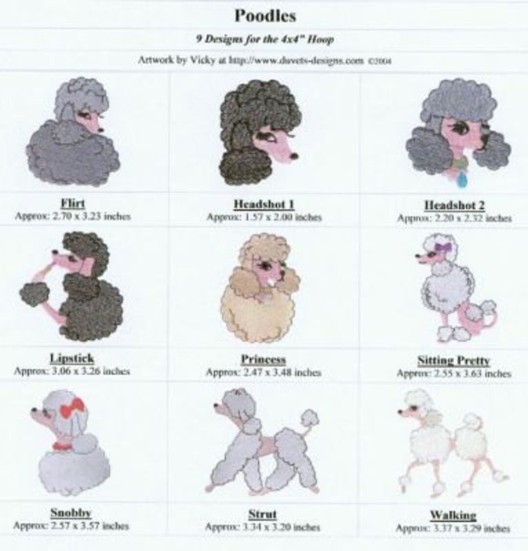 Poodles - Machine Embroidery - 4x4 Hoop - Etsy