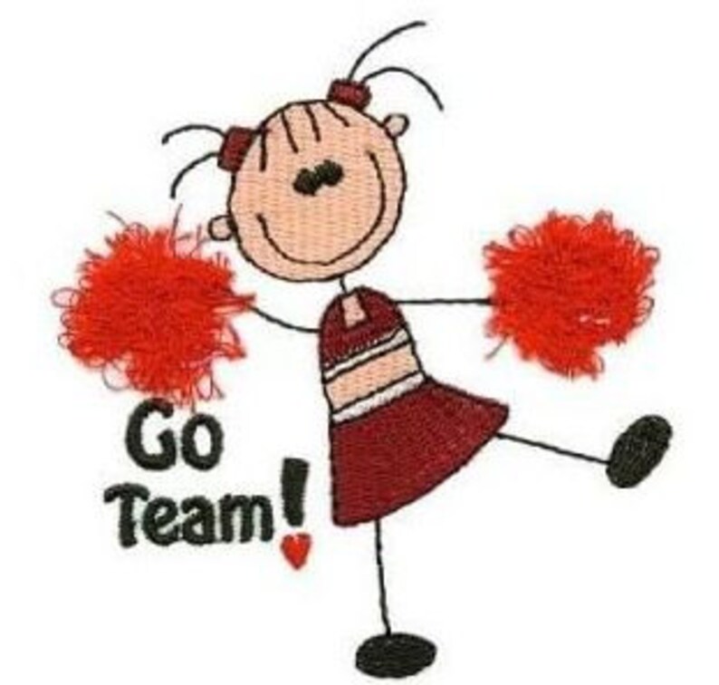 Cheerleader Stick People 4x4 Hoop Pom Poms Are Fringe Machine ...