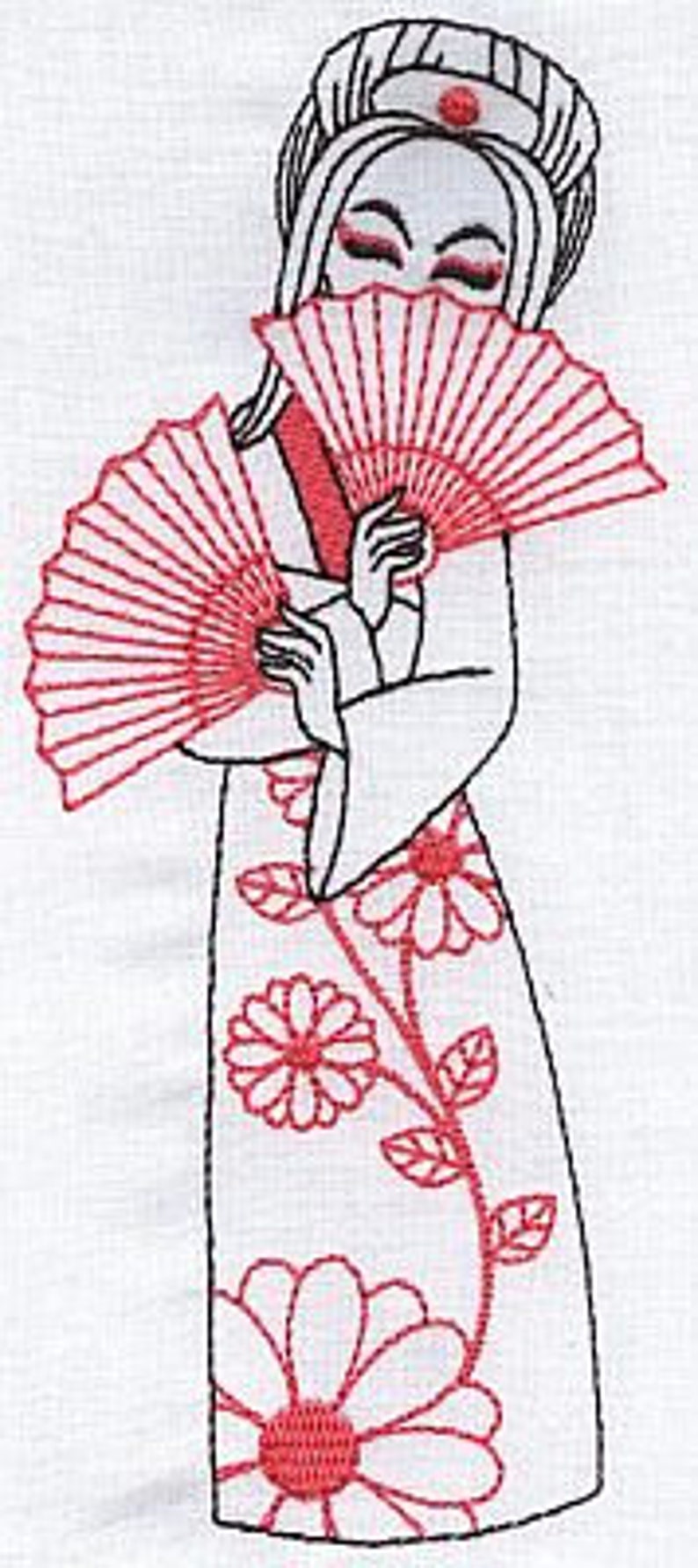 Geisha 5x7 Hoop Machine Embroidery Designs - Etsy