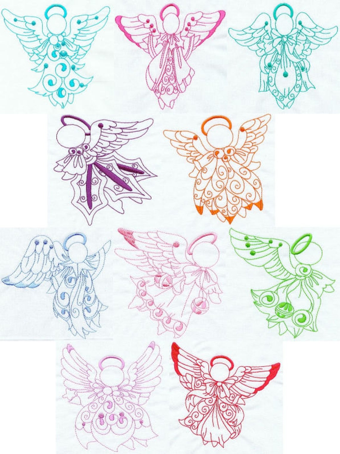 Angels Machine Embroidery 4x4 Hoop AND 5x7 Hoop - Etsy