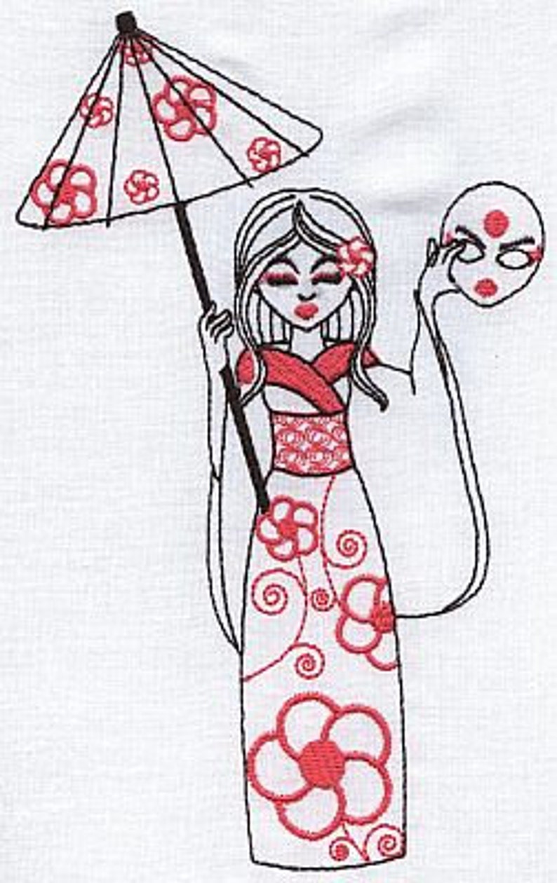 Geisha 5x7 Hoop Machine Embroidery Designs - Etsy