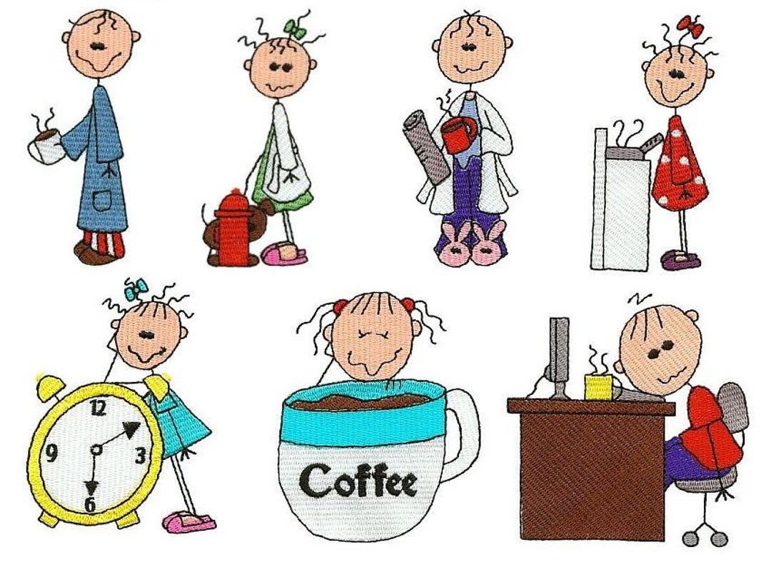 Morning Sticks - Machine Embroidery - 4x4 Hoop - Stick People - Etsy
