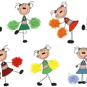 Cheerleader Stick People 4x4 Hoop Pom Poms Are Fringe Machine ...