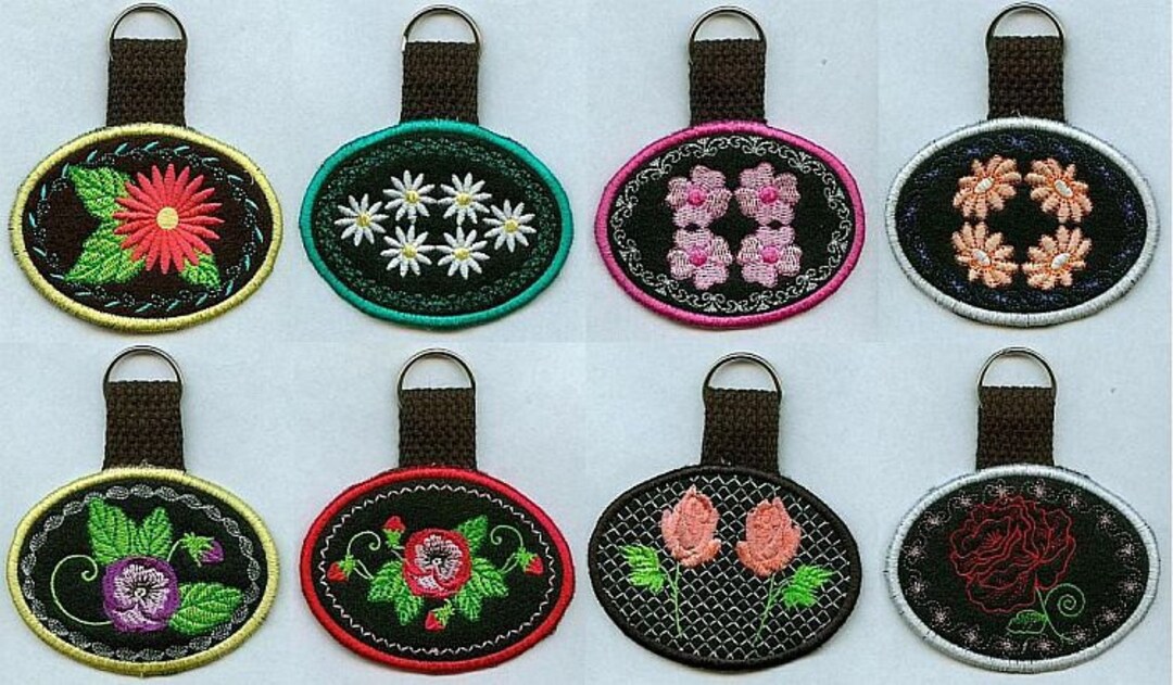 Floral Key Fobs - in the Hoop - Machine Embroidery - 4x4 Hoop - Etsy