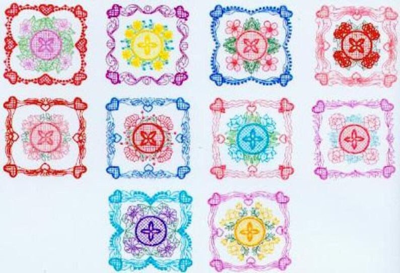 Fancy Squares Set 1 Bordado a máquina Aro 5x7 - Etsy España