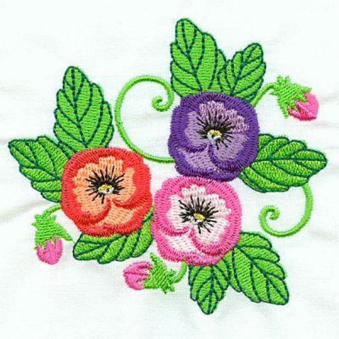 Beautiful Pansies - Machine Embroidery - 4x4 Hoop - Floral Designs - Etsy