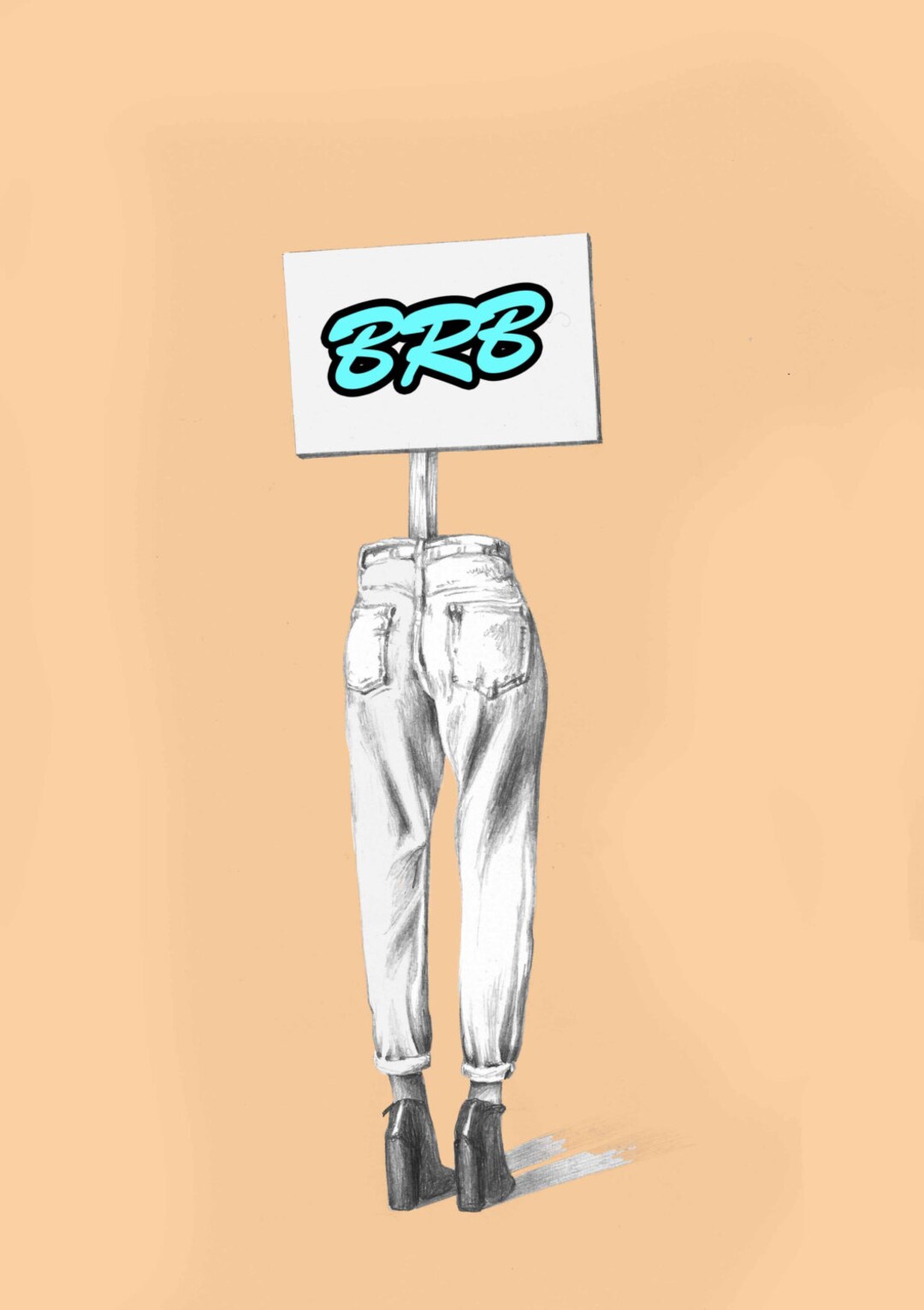 BRB - A3 Printable Original Minimal Hand-drawn Contemporary Art ...