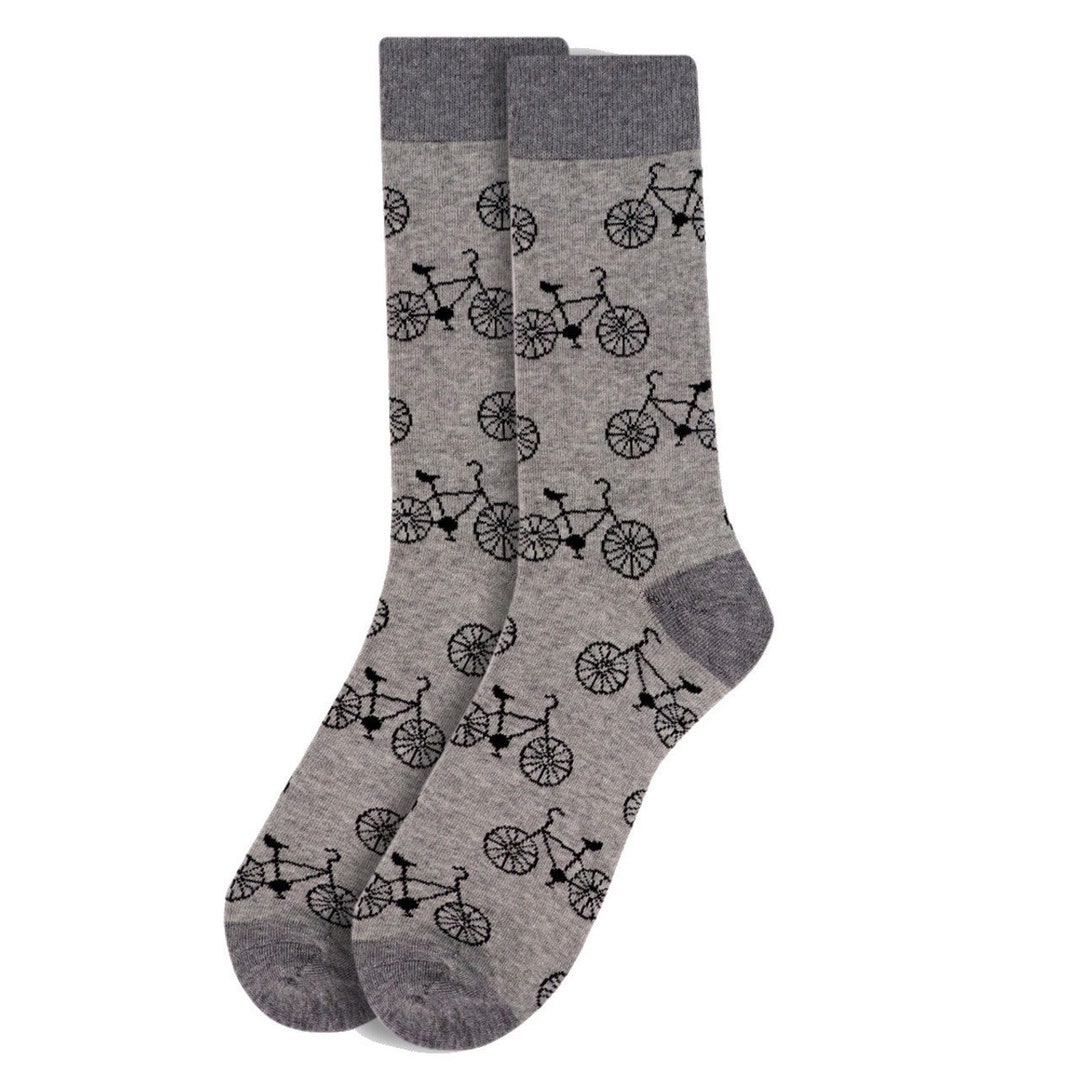 Men's Bicycle Cycling Crew Socks Grey Black Biking Triathlon Riding ...