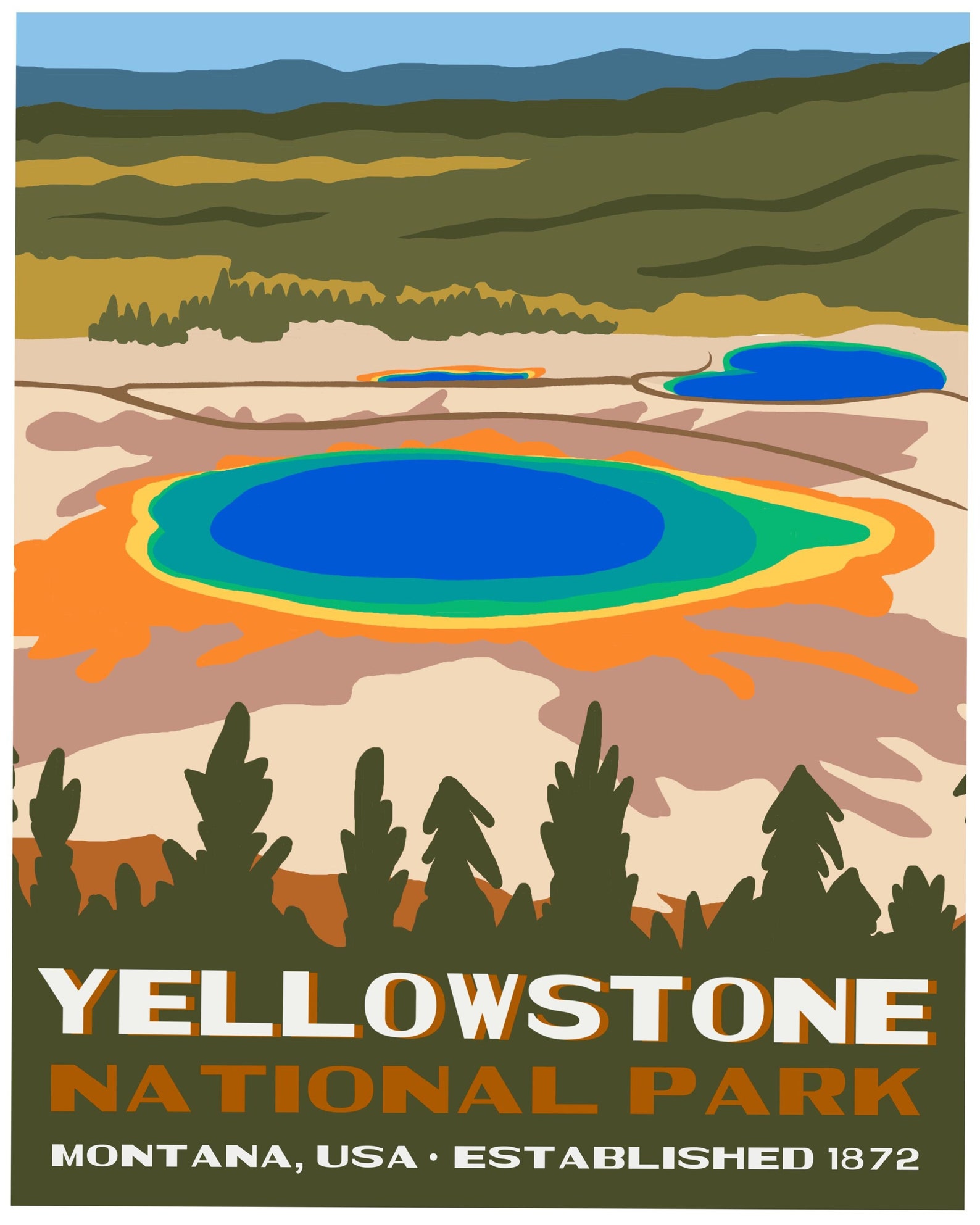 Yellowstone National Park Digital Poster Print | Nature Wall Art ...