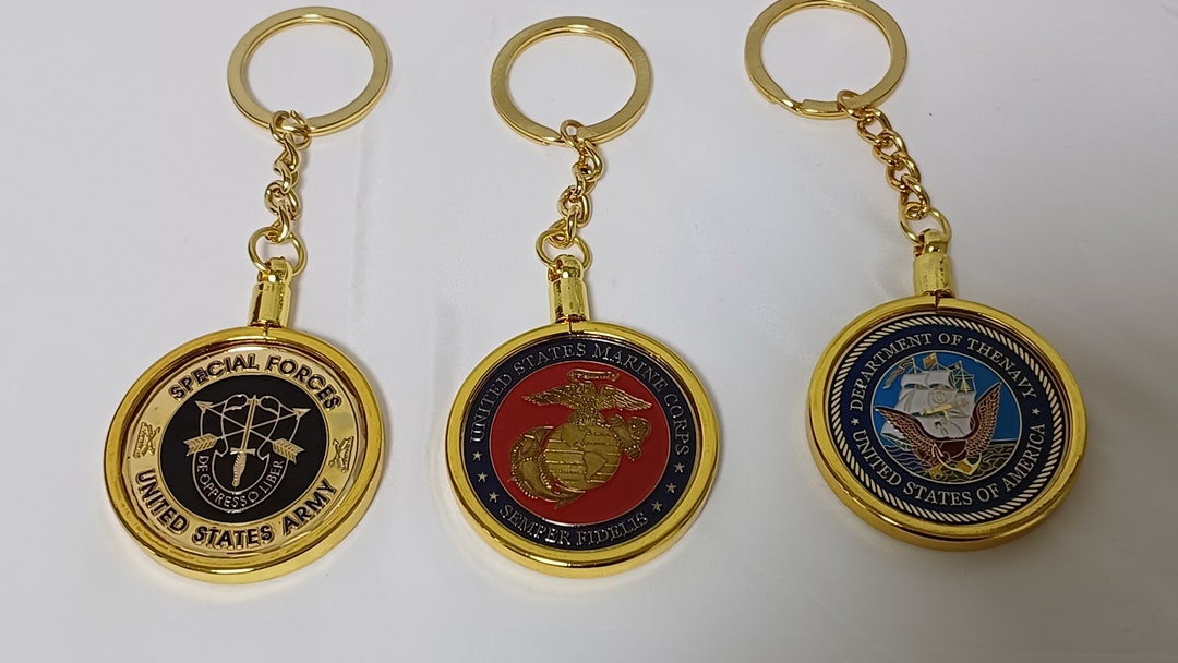 Collection of 3 Coin Design U.S. Military-related Coin Keyrings - Etsy