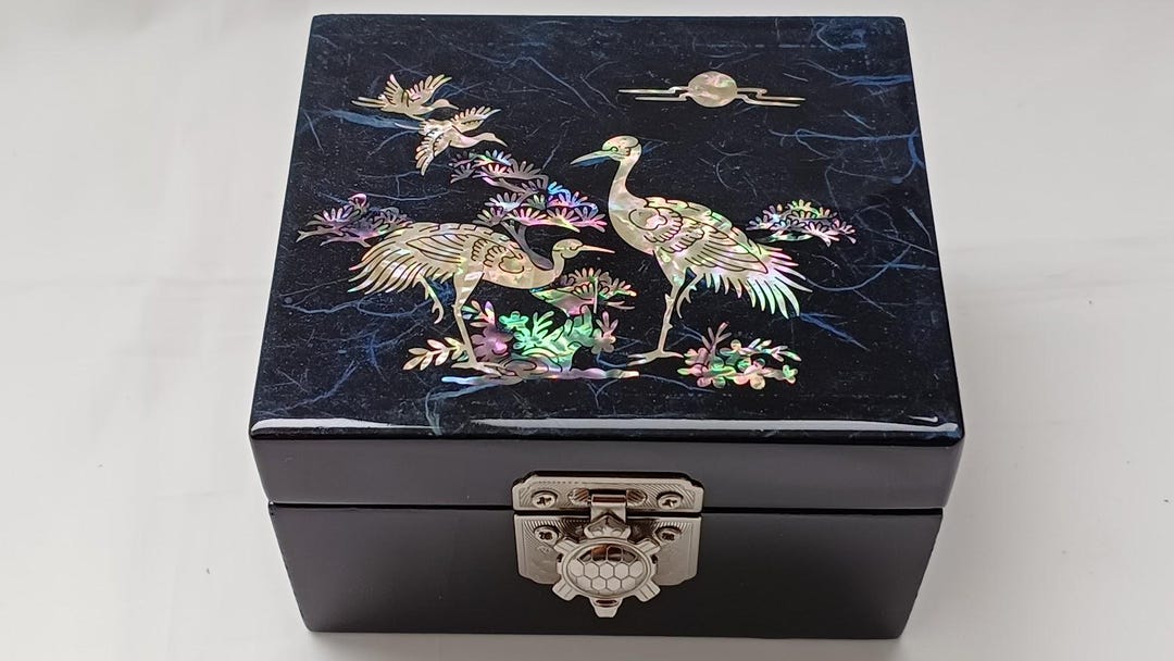 Traditional Korean Najeon Chilgi Mother of Pearl Ring Jewelry Box ...