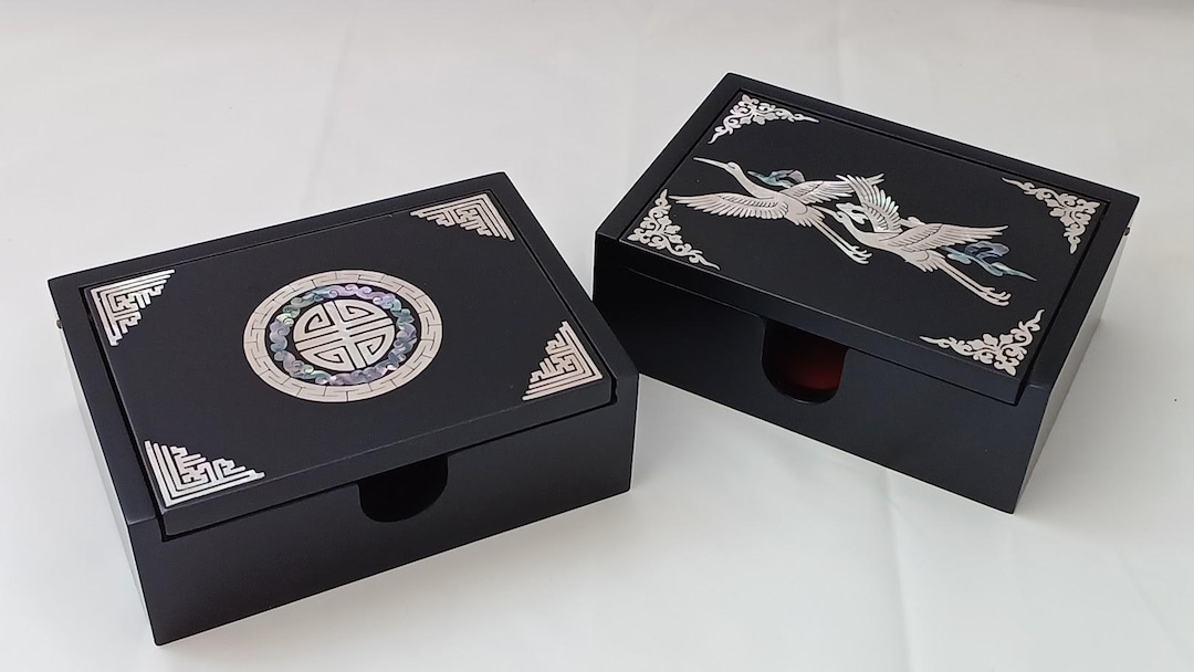 Korean Traditional Najeon Mother of Pearl Jewelry Box & Business Card ...