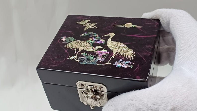 Traditional Korean Najeon Chilgi Mother of Pearl Ring Jewelry Box ...