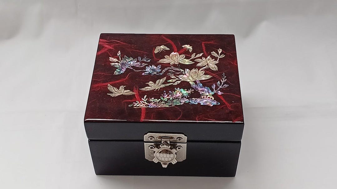 Traditional Korean Najeon Chilgi Mother of Pearl Ring Jewelry Box ...