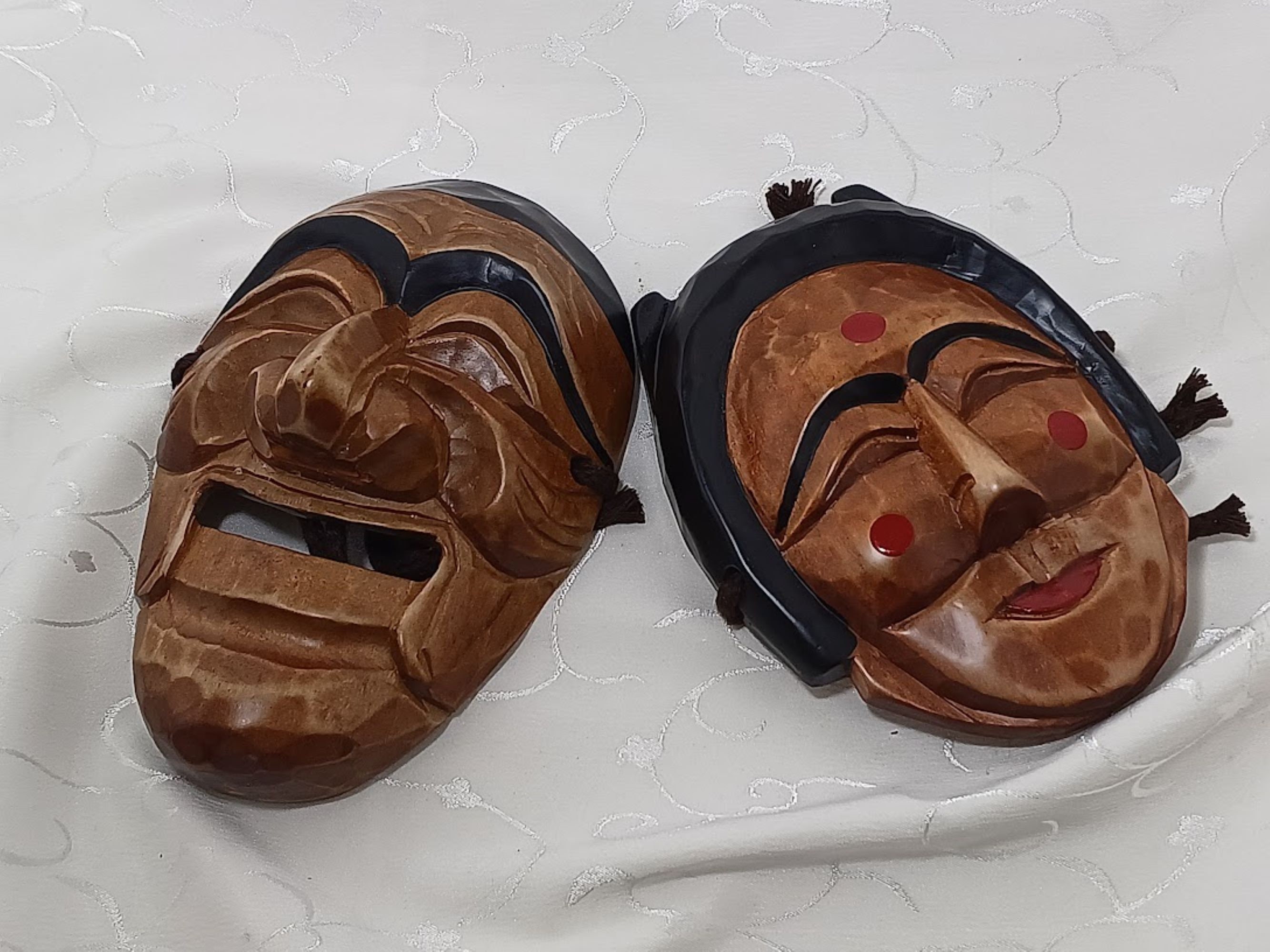 Two Traditional Korean Mask Masks, Representative Images of Meaningful ...