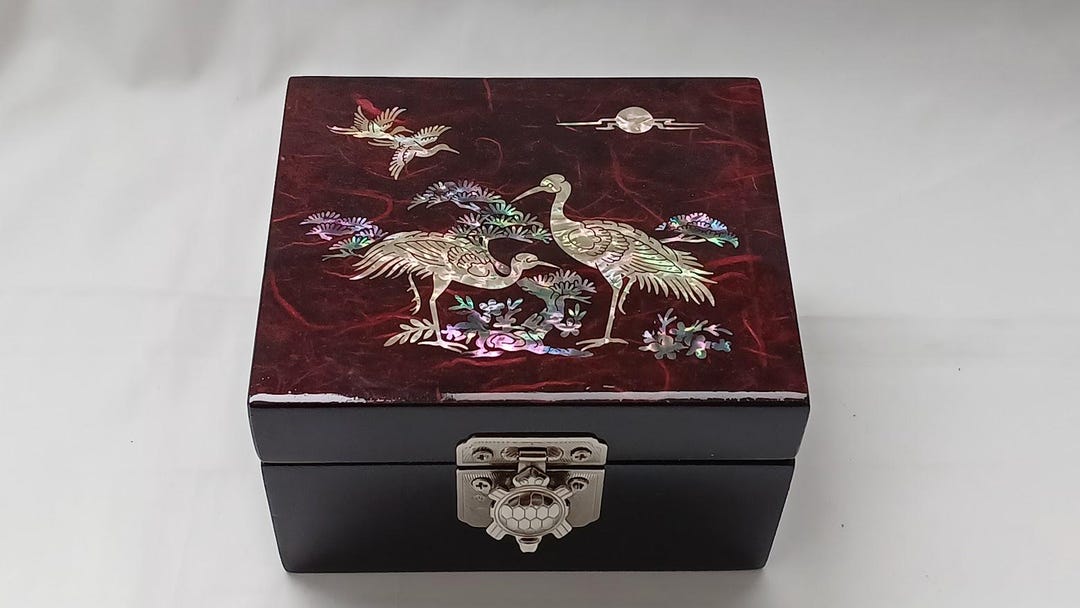Traditional Korean Najeon Chilgi Mother of Pearl Ring Jewelry Box ...