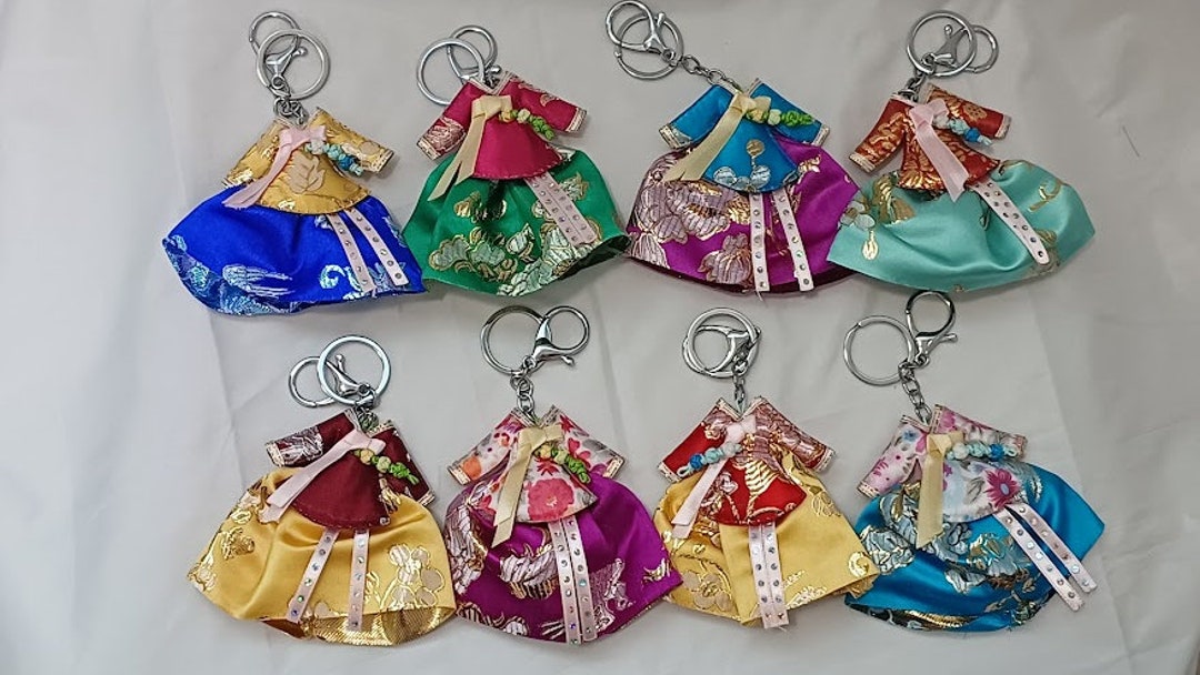 Korean Traditional Hanbok Miniature Keyring Set Bag Charm, Phone Charm ...