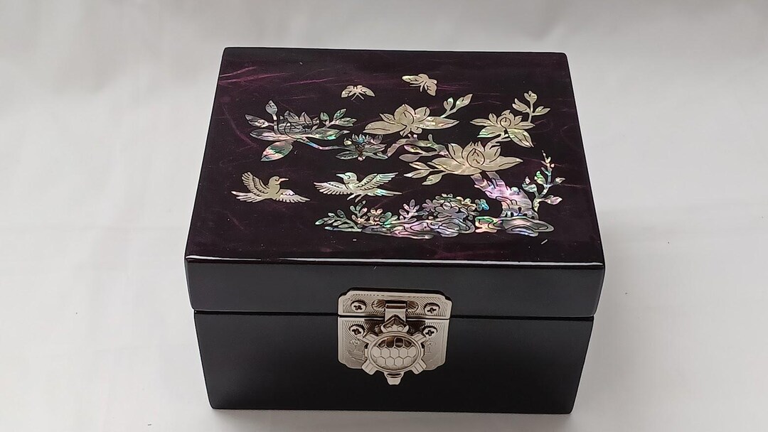 Traditional Korean Najeon Chilgi Mother of Pearl Ring Jewelry Box ...